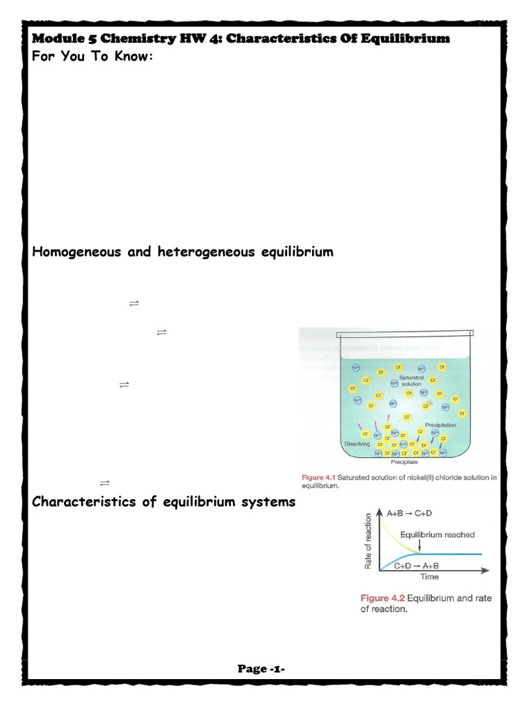 M5 Chemistry Homework 4 - Characteristics of Equilibrium | PDF ...
