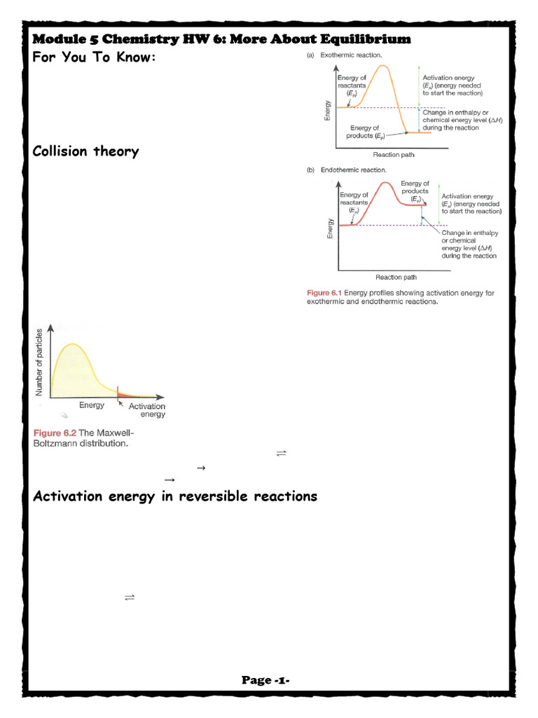 M5 Chemistry Homework 6 - More About Equilibrium | PDF | Reaction Rate ...
