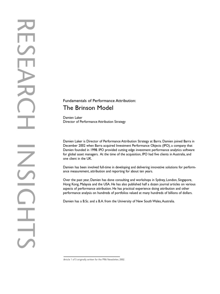 Perf Brinson | PDF | Investing | Asset Allocation