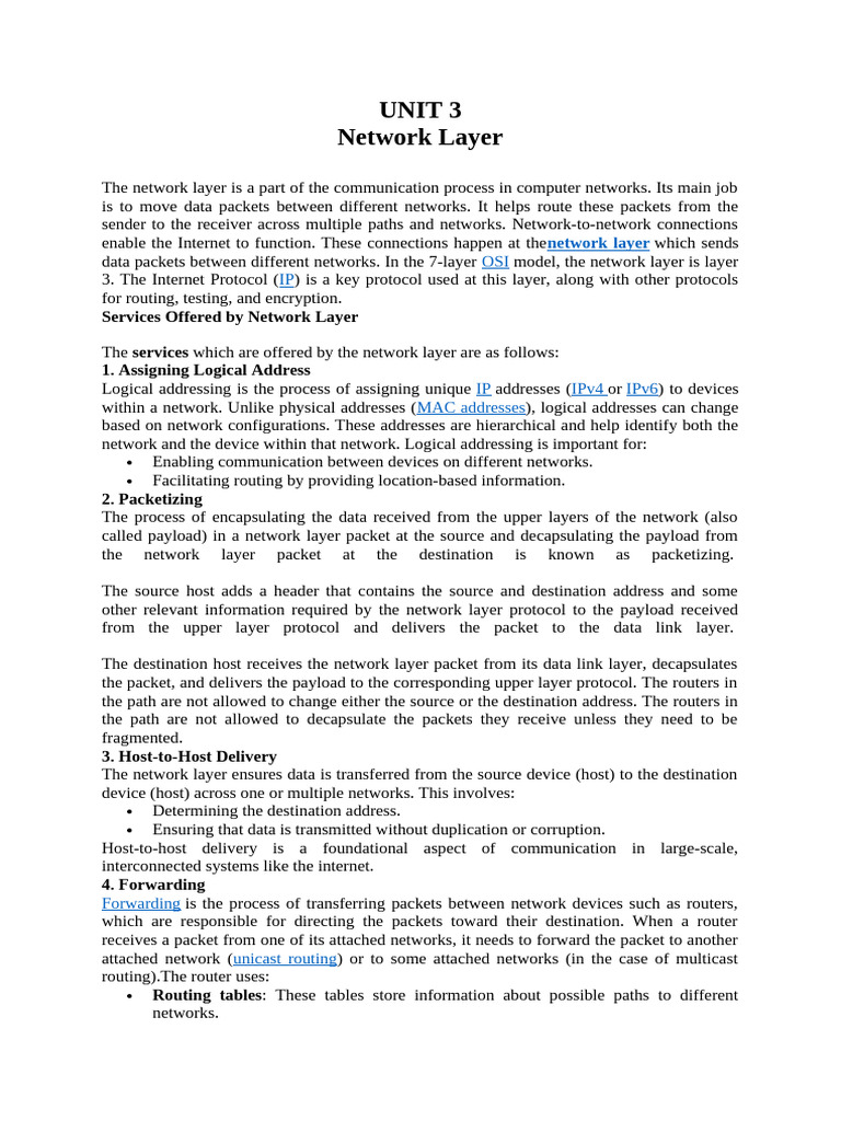 UNIT 3 Computer Network | PDF | Routing | Computer Network