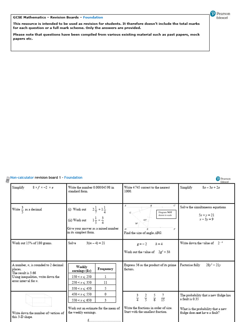 Foundation Revision Boards No Colour | PDF | Mathematics