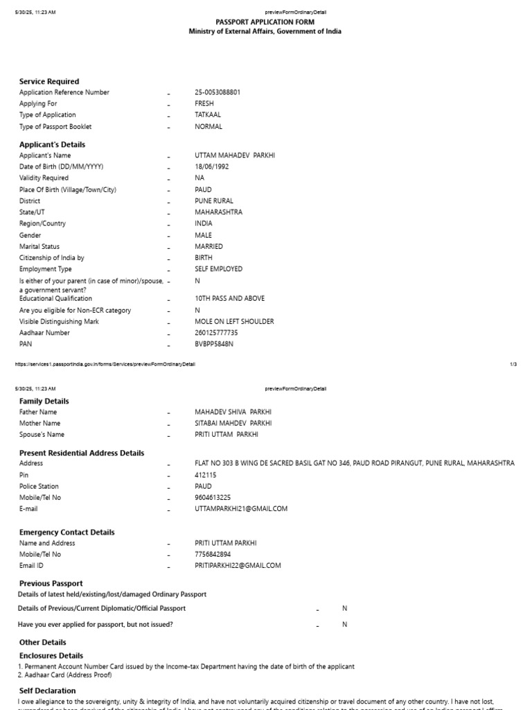 Preview Form Ordinary Detail | PDF | Passport | Government And Personhood