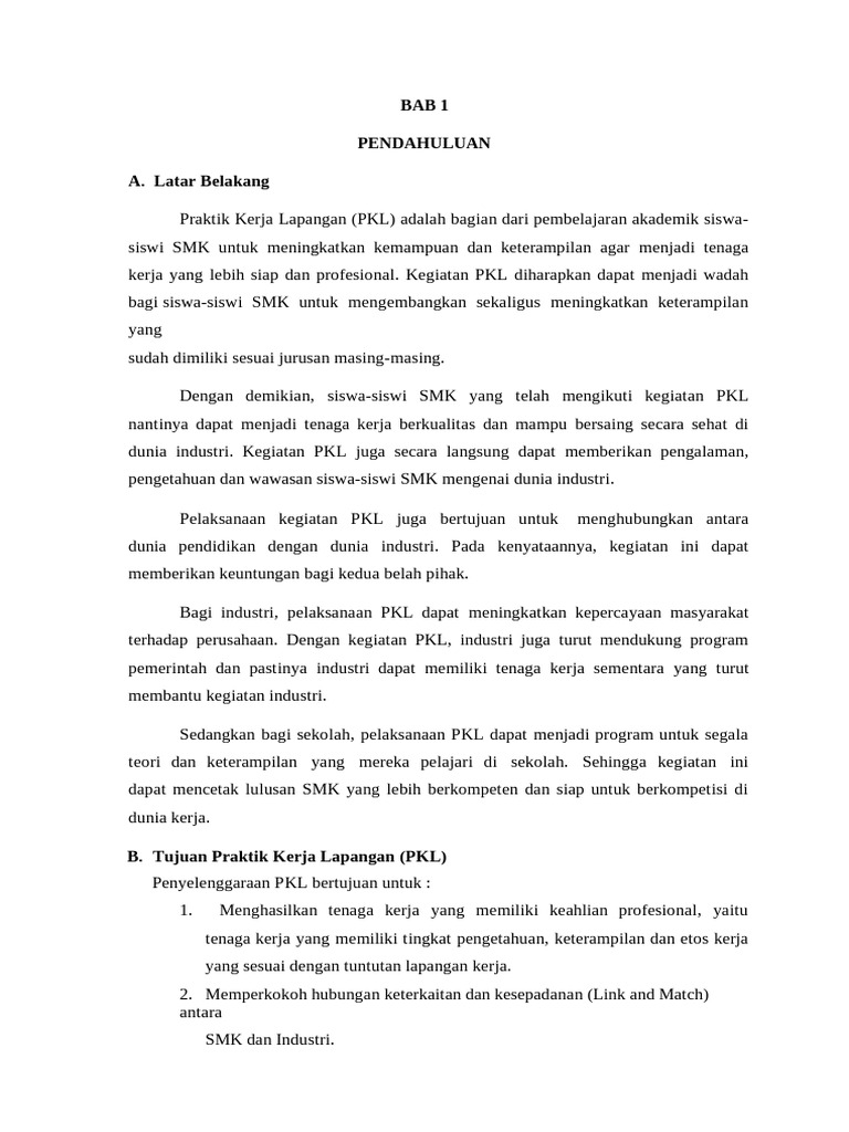 Tujuan dan Manfaat PKL SMK | PDF