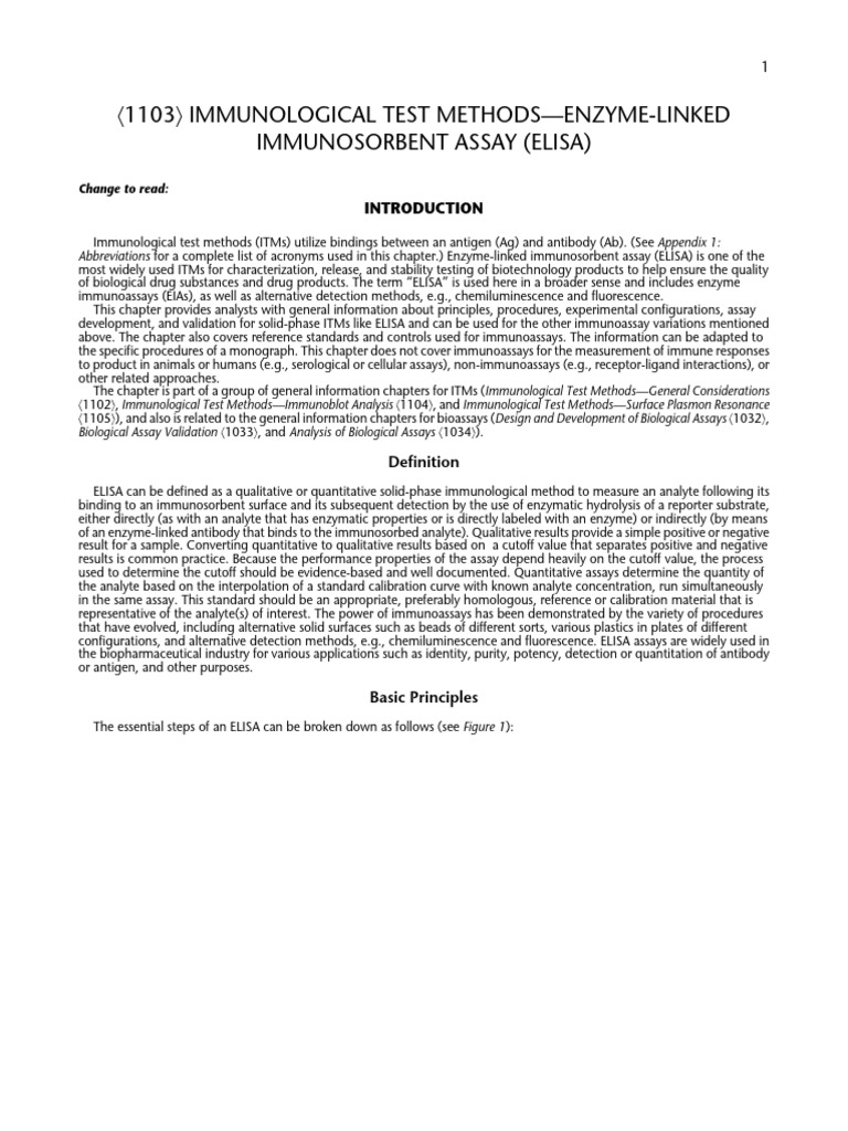 1103 Immunological Test Methods-Enzyme-Linked Immunosorbent Assay ...