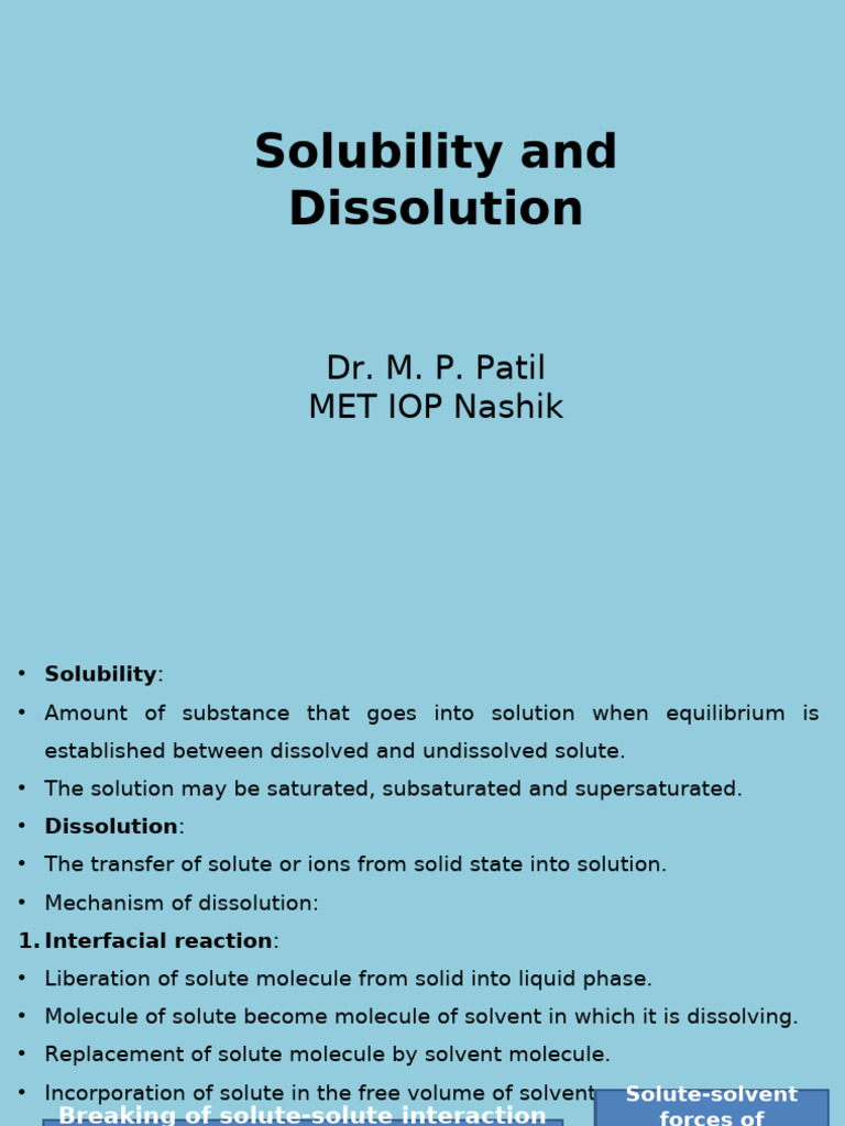 Solubility and Dissolution | PDF | Solubility | Solvation