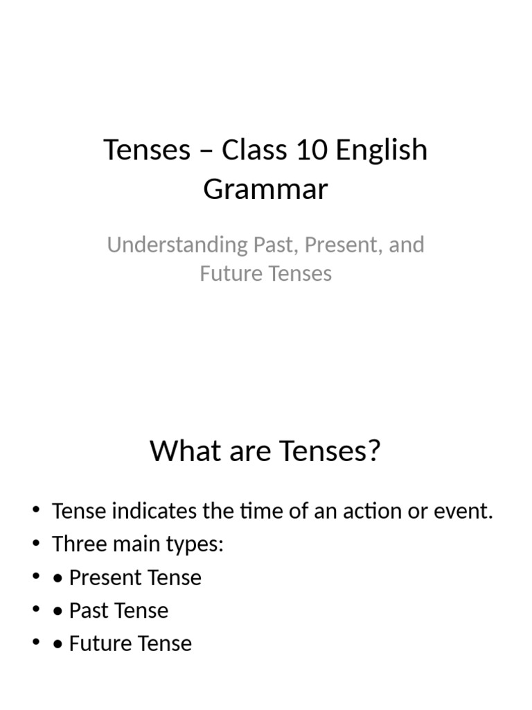 Mastering English Tenses for Class 10 | PDF