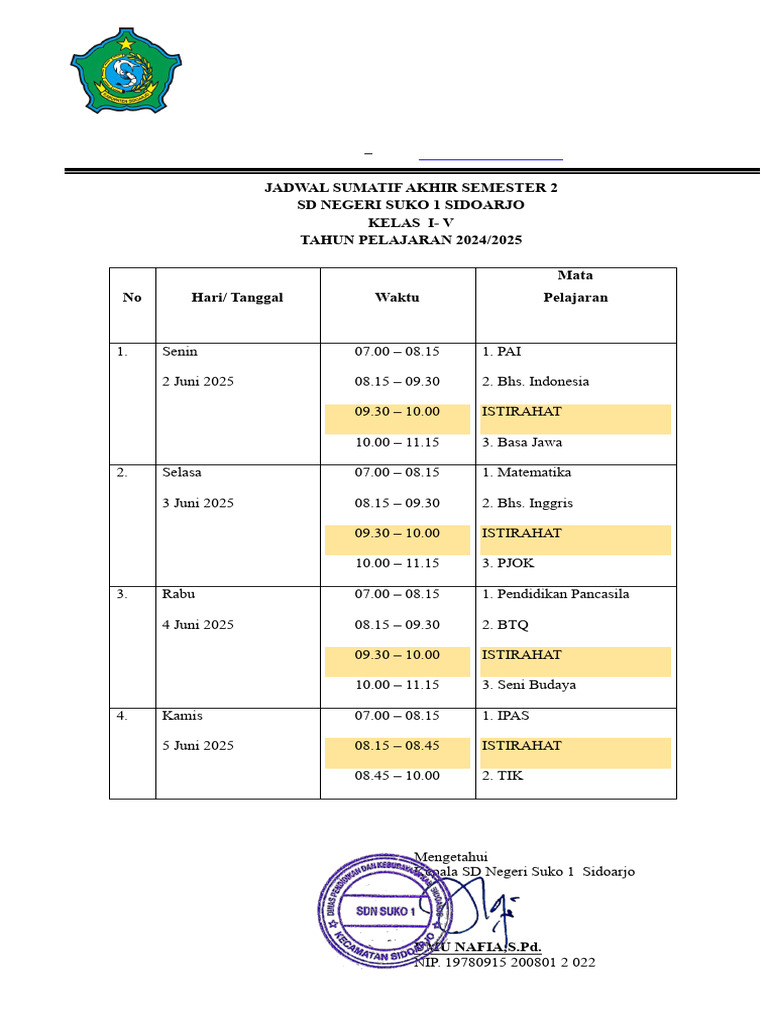 Jadwal Sas II | PDF