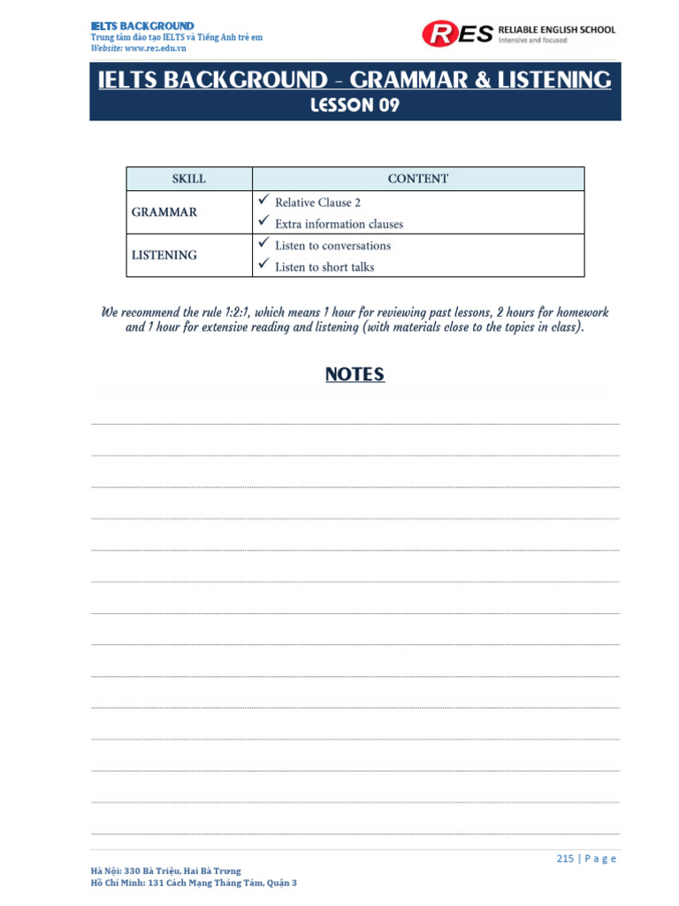 IELTS - Background - Student - LES 9 L+GR | PDF