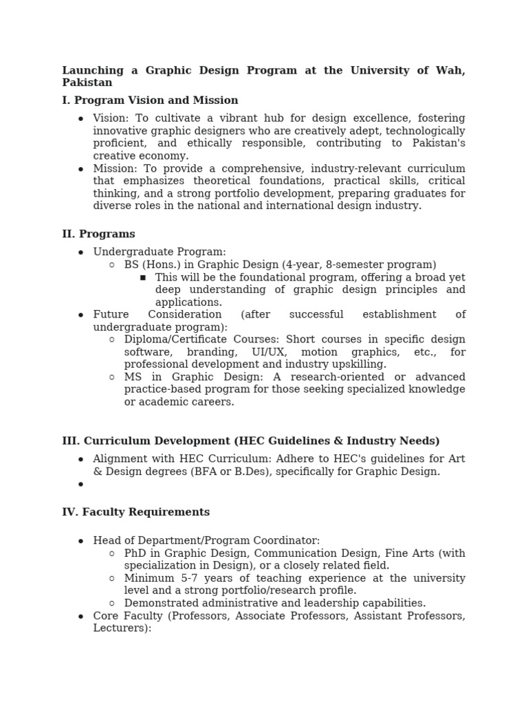 Feasibility - Graphic Design Program at The University of Wah, Pakistan ...