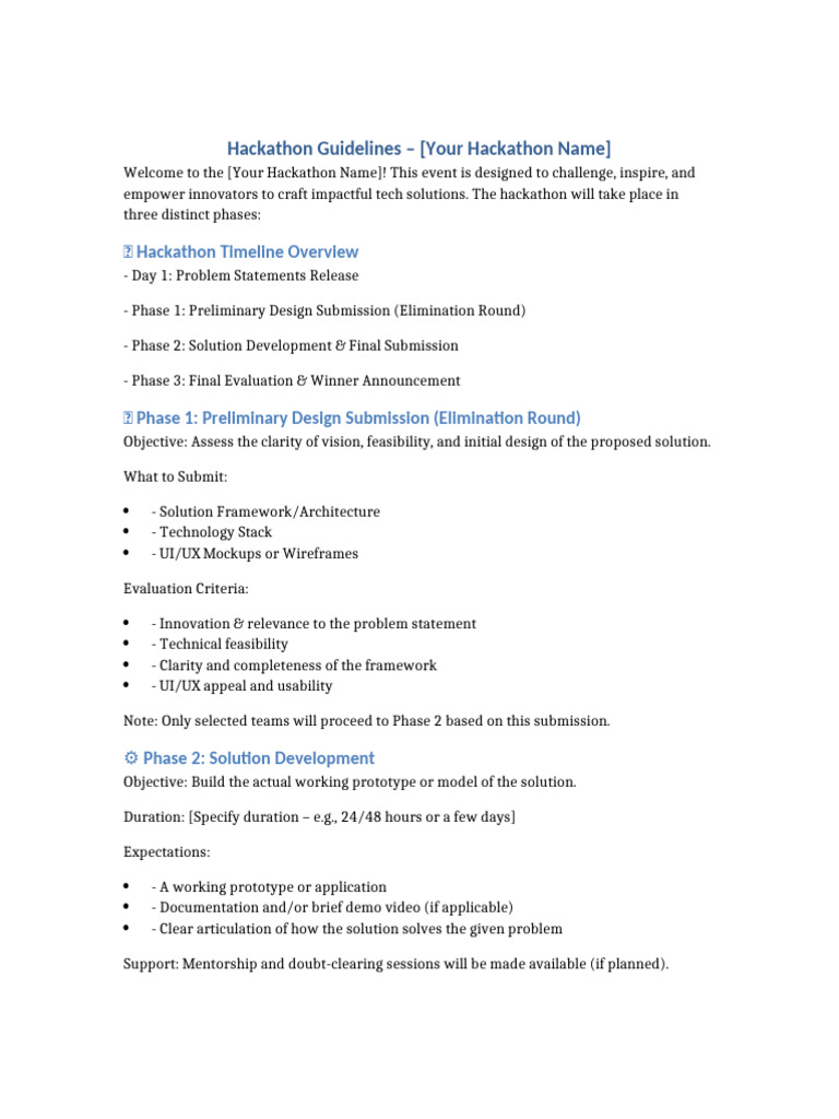 Hackathon Guidelines | PDF