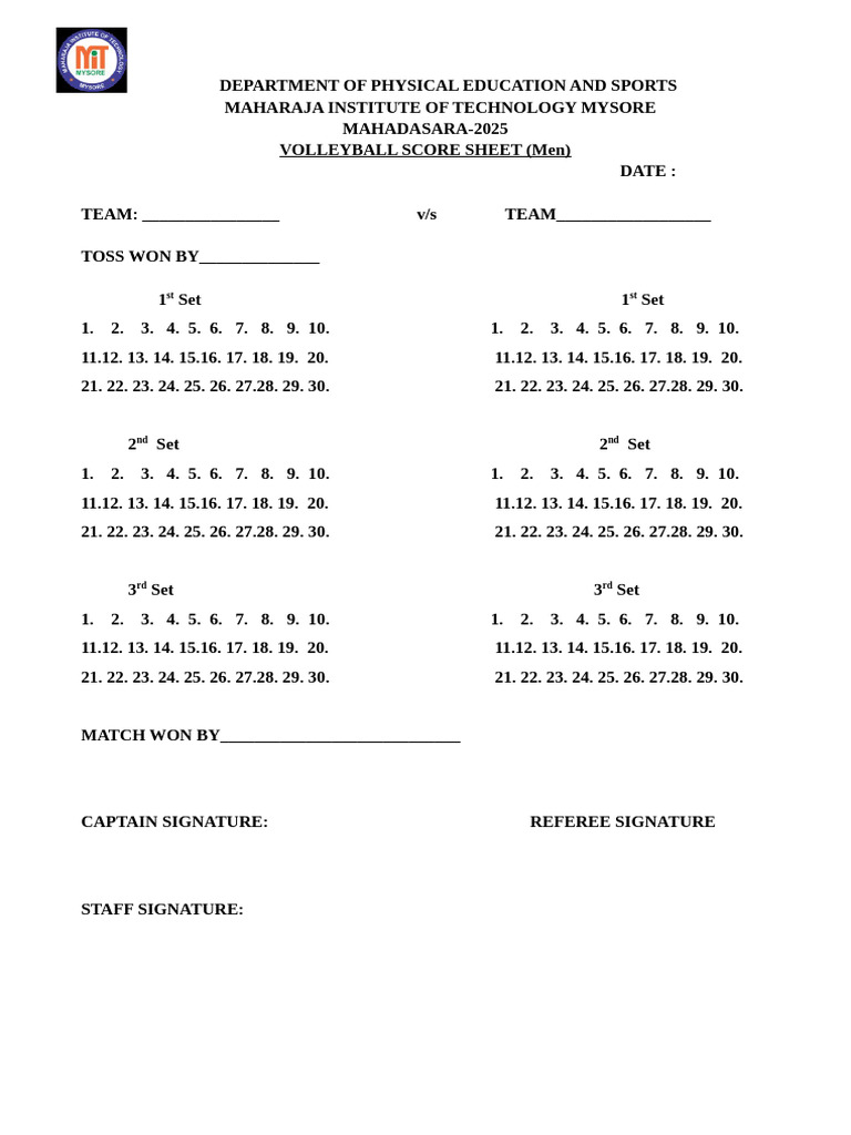 Volleyball and Throwball Score Sheets | PDF | Chess Theory | Chess