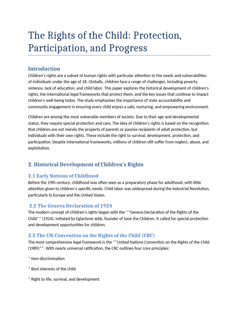 Children's Rights: Protection and Progress | PDF | Children's Rights ...