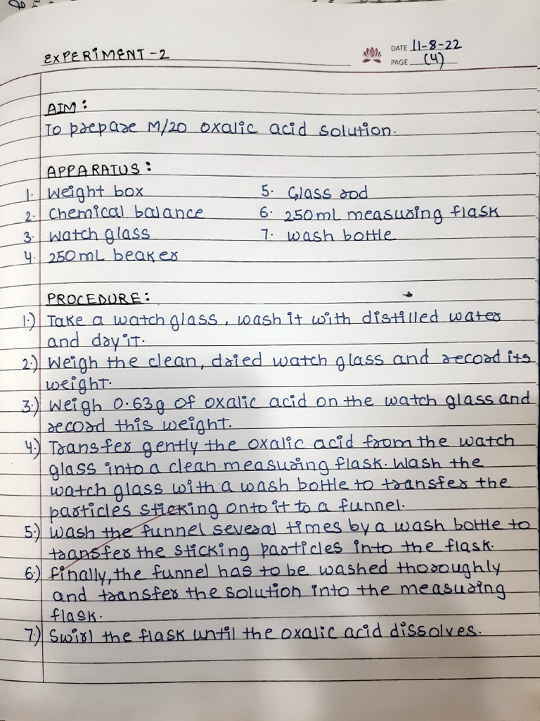 Exp 1 Preparation of Standard Solution | PDF