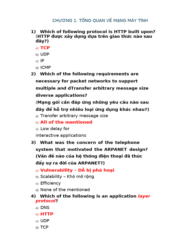 Chương 1. Tổng Quan Về Mạng Máy Tính: layer protocol | PDF