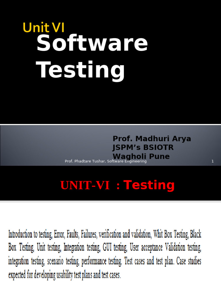Unit VIse | PDF | Software Testing | Software Bug