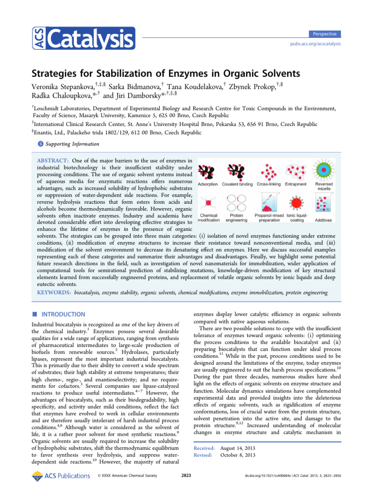 Strategies For Stabilization of Enzymes | PDF | Enzyme | Denaturation ...