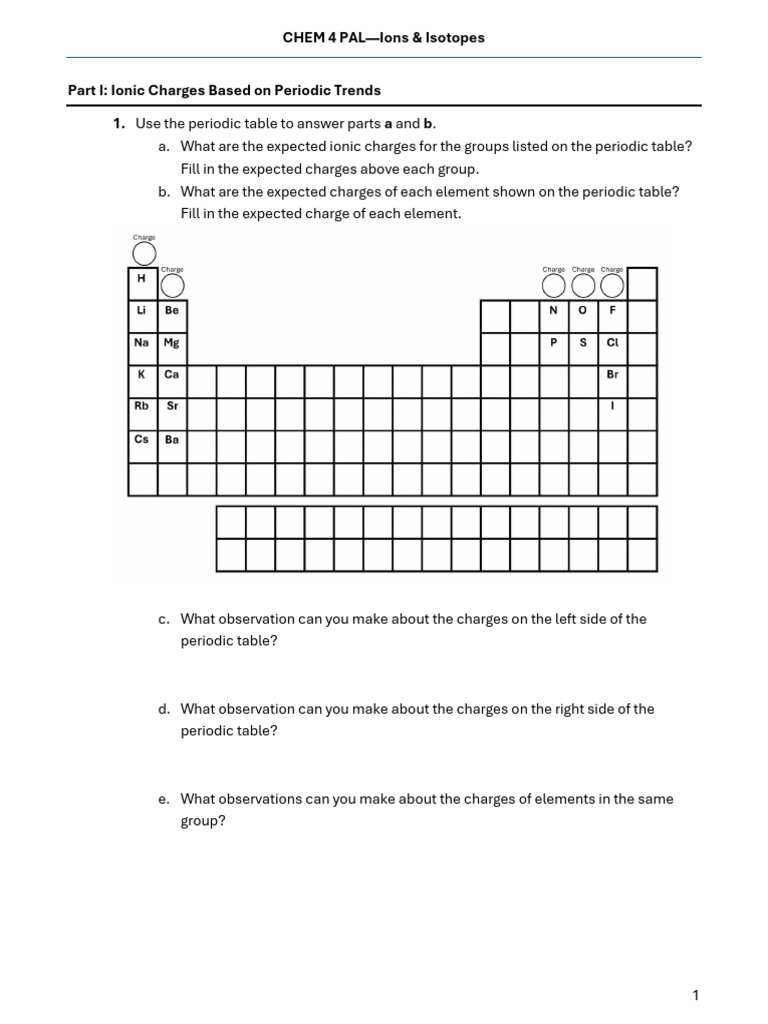 Pal Worksheet 3 Ions and Isotopes | PDF | Isotope | Atoms