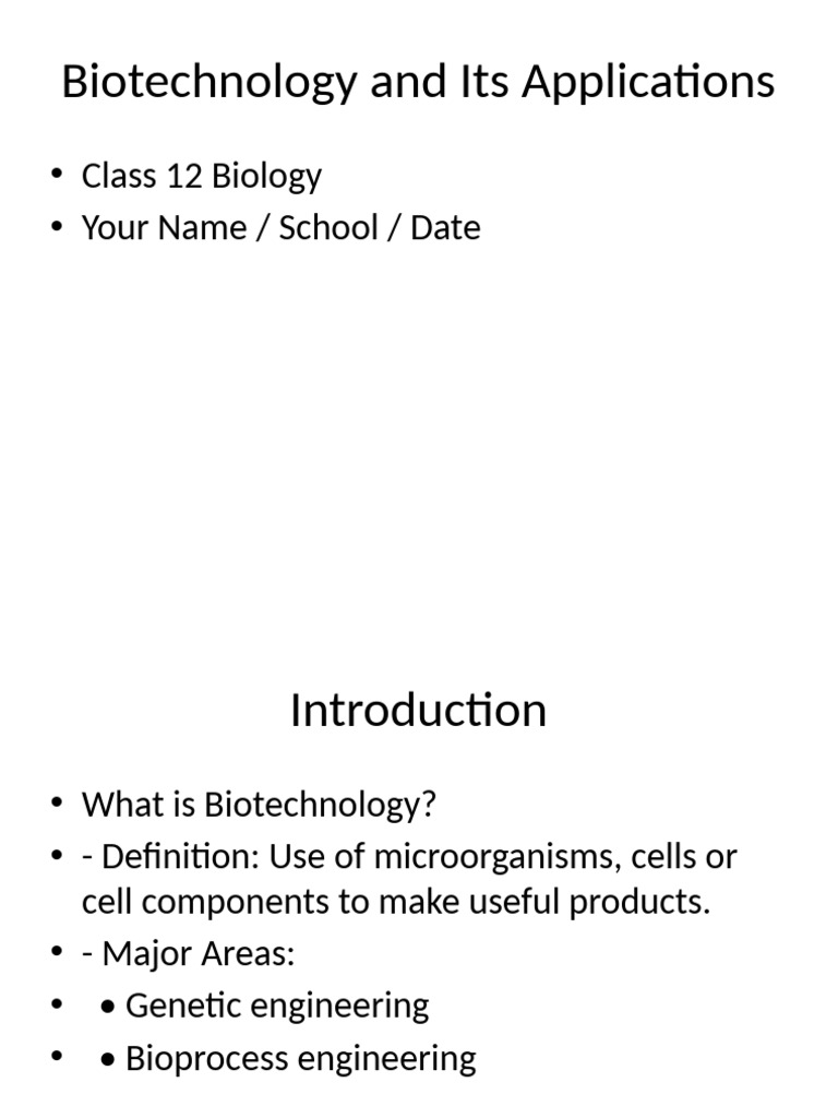 Biotechnology Class 12 | PDF