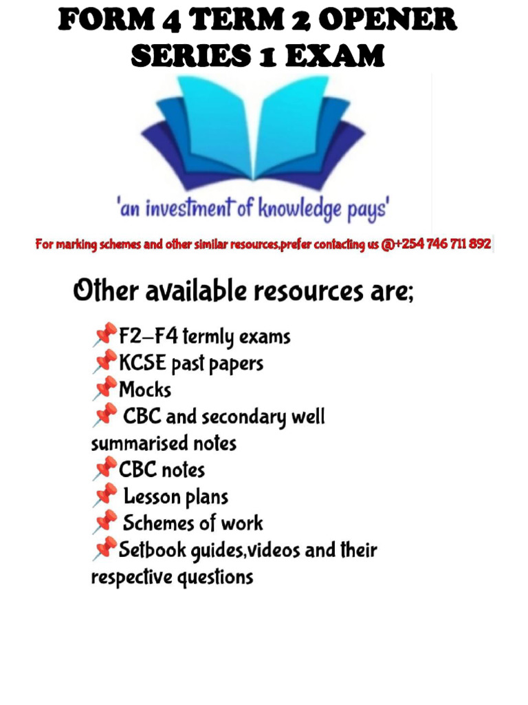 Form 4 Term 2 Opener s1 Exam | PDF | Biology