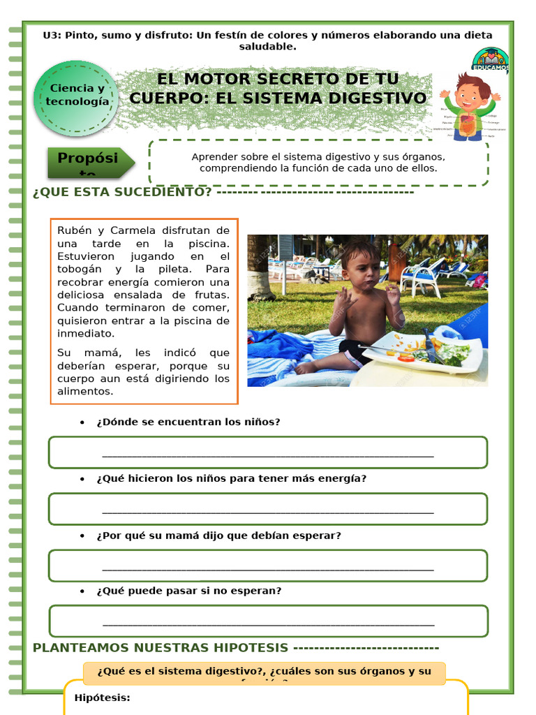 u3-Ficha-d5-Cyt-el Motor Secreto de Tu Cuerpo El Sistema Digestivo | PDF | Digestión | Sistema ...