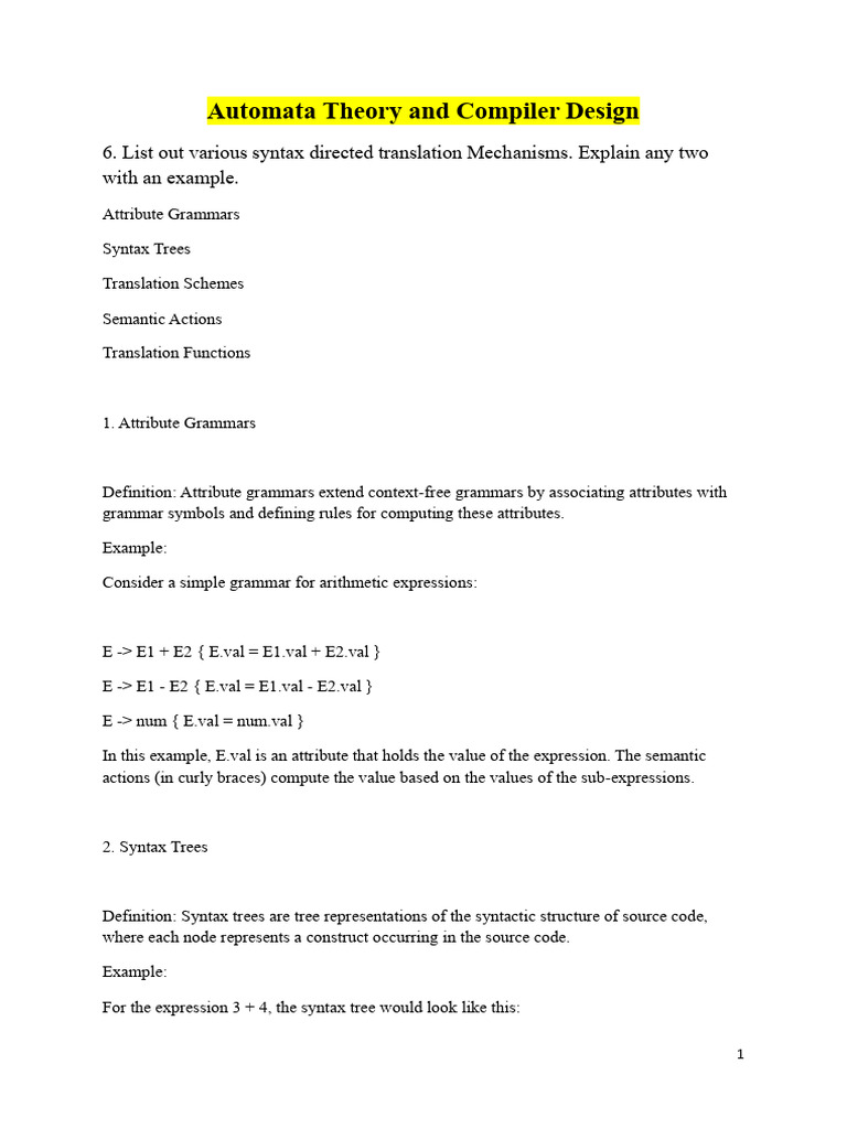 Automata Theory and Compiler Design-1 | PDF | Parameter (Computer Programming) | Parsing