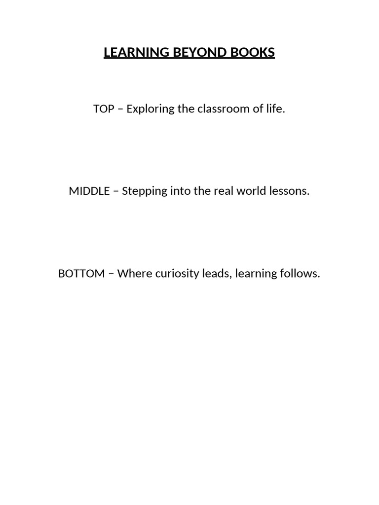Learning Beyond Books PG 1 | PDF