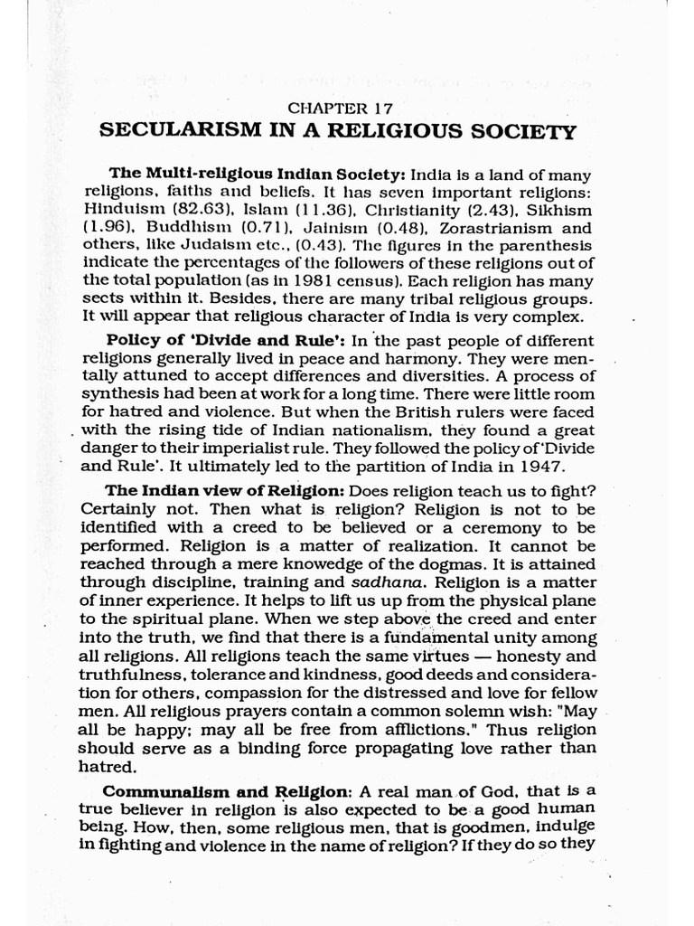 Secularism in A Religious Society | PDF