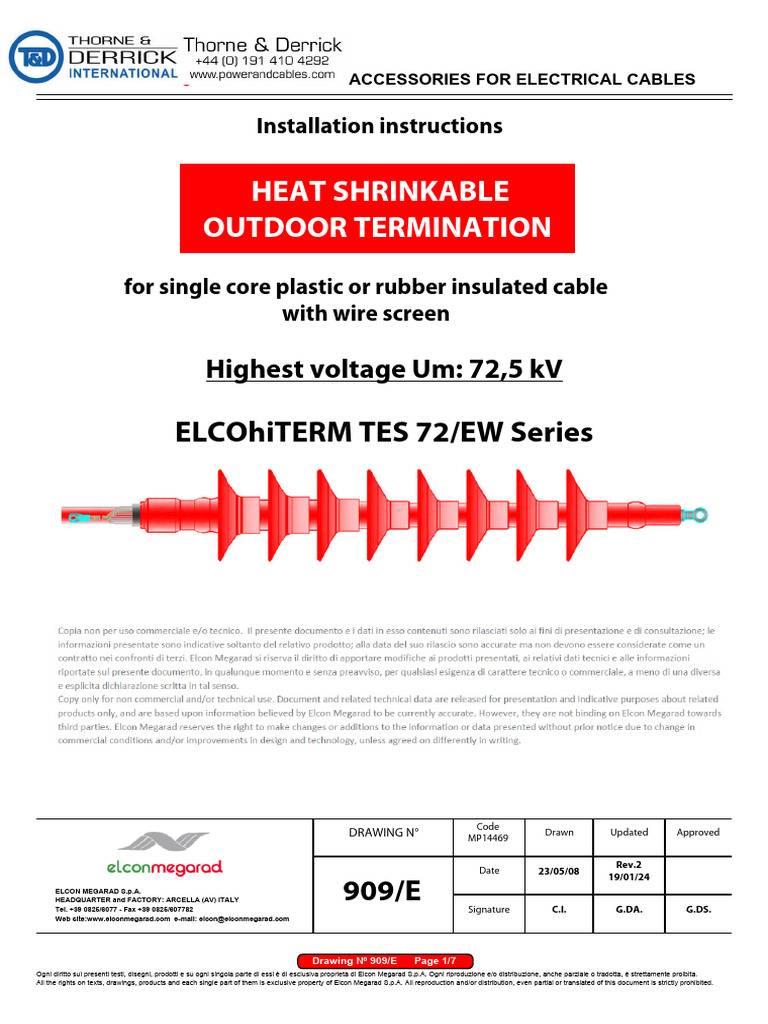 66kV 72.5kV Heat Shrink Cable Termination Product Installation | PDF ...