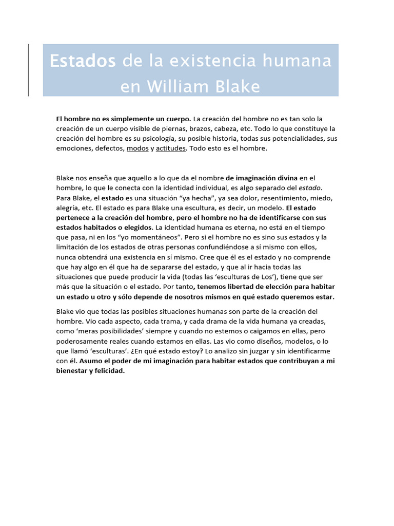 Estados de ser según Blake y Goddard | PDF | Pensamiento | Imaginación