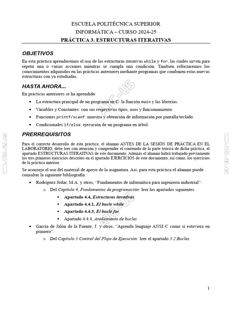 Boletín Práctica 3 - Estructuras Iterativas | PDF | Programación de ...