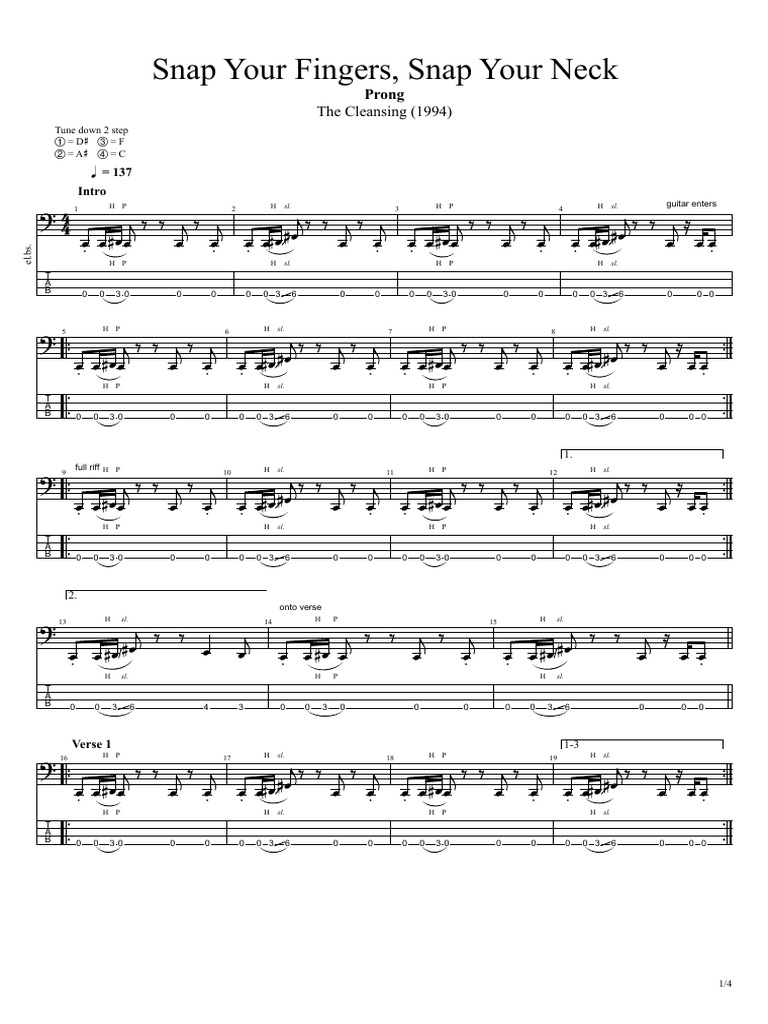 Snap Your Fingers, Snap Your Neck Tab | PDF | Musical Instruments ...