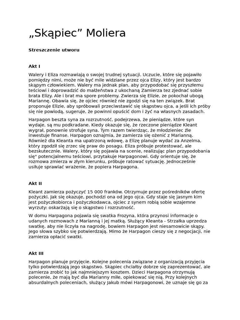 Molier Skąpiec | PDF