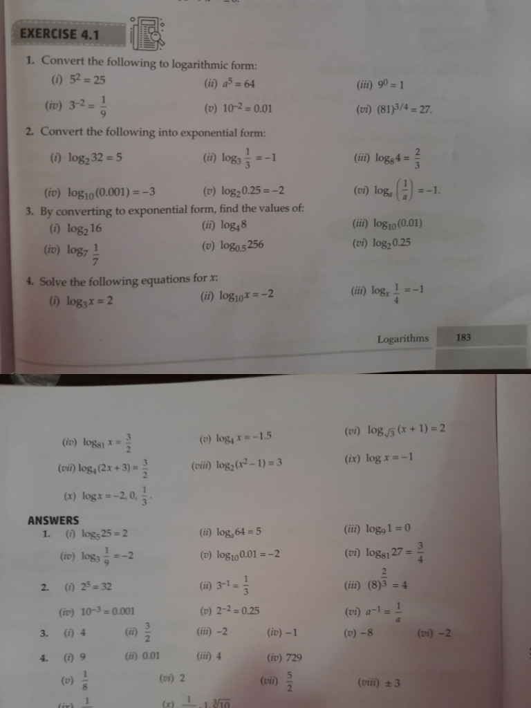 Logarithm Exercise | PDF