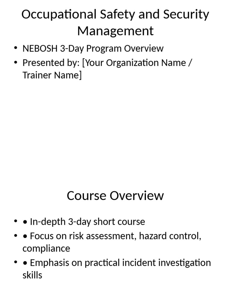 NEBOSH Incident Investigation Presentation | PDF | Occupational Safety And Health | Safety