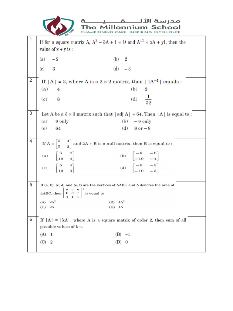 Matrices and Determinants 3 | PDF