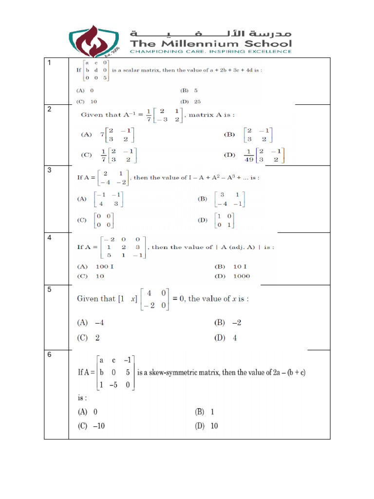 Matrices and Determinants 2 | PDF