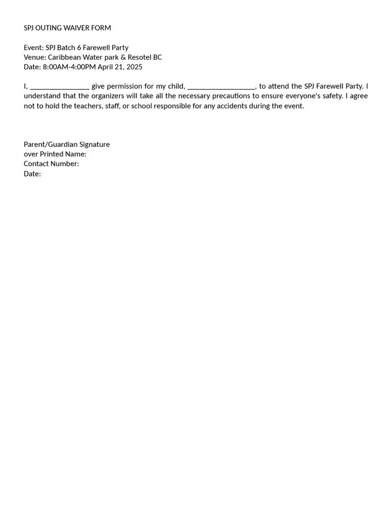 SPJ Outing Waiver | PDF