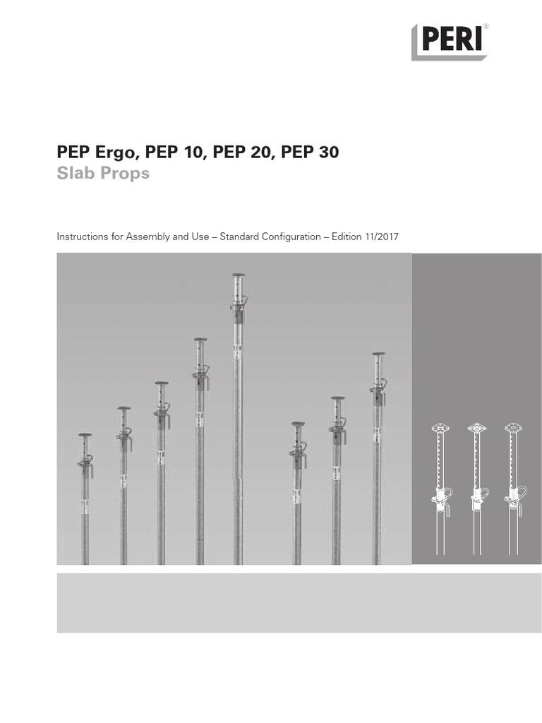 Pep Ergo Pep 10 Pep 20 Pep 30 Slab Props Instructions For Assembly and ...