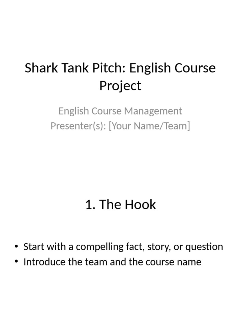 Shark Tank English Course Pitch | PDF