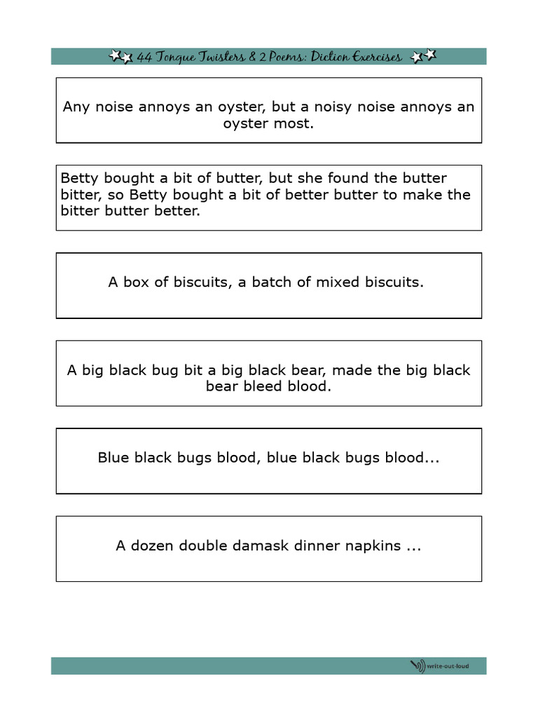 Tongue Twisters Feb 2025 | PDF