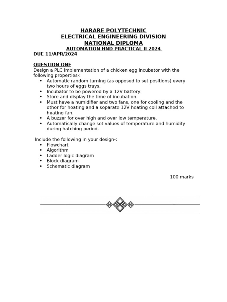 PLC Design for Egg Incubator Project | PDF