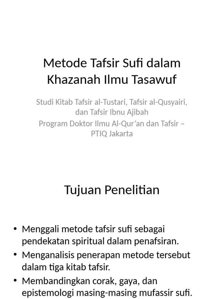 Metode Tafsir Sufi PTIK | PDF