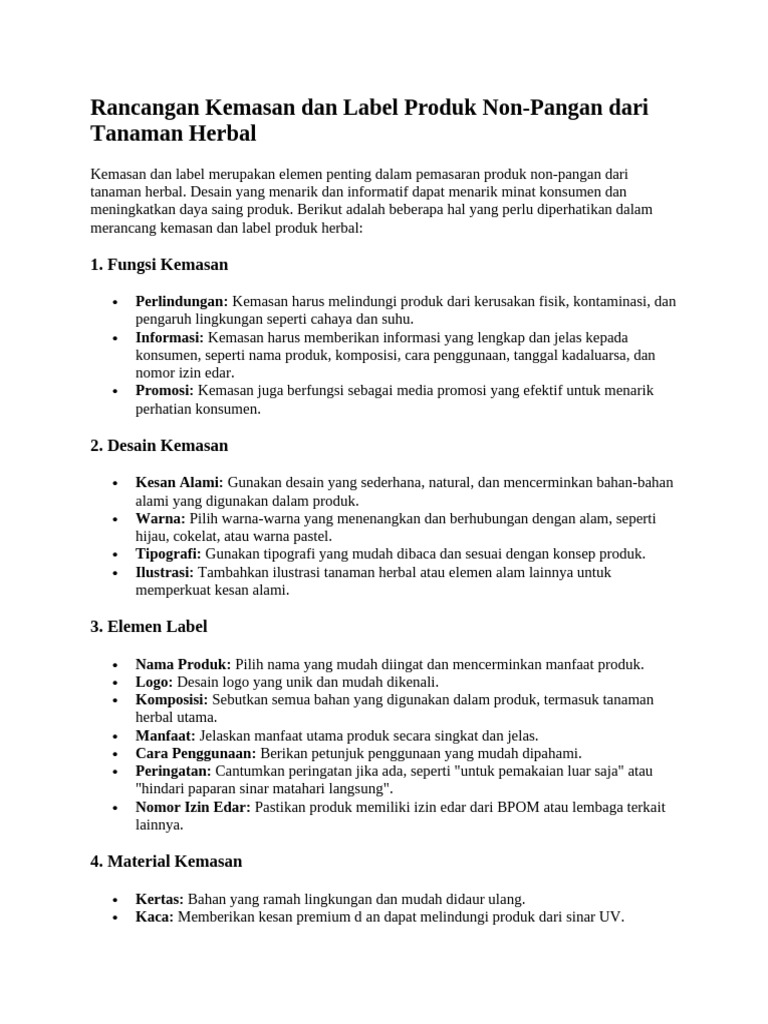 Desain Kemasan Produk Herbal Non-Pangan | PDF