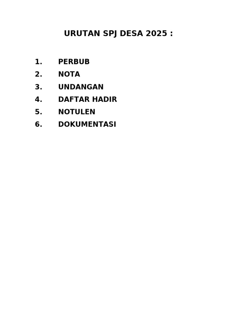 Urutan SPJ Desa 2025 | PDF