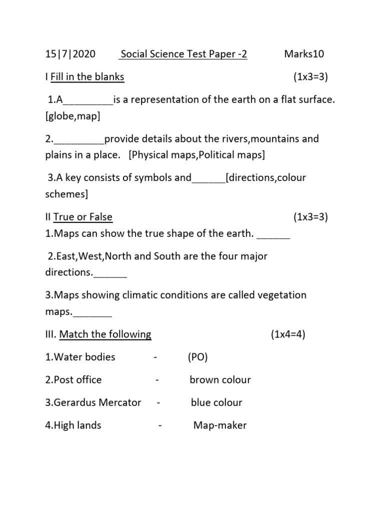 Social Science Test Paper-2 | PDF