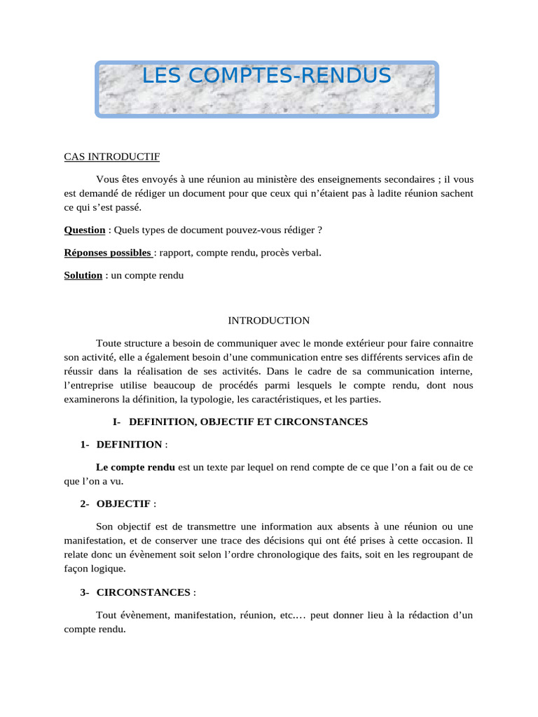 Guide sur les Comptes Rendus | PDF | la communication