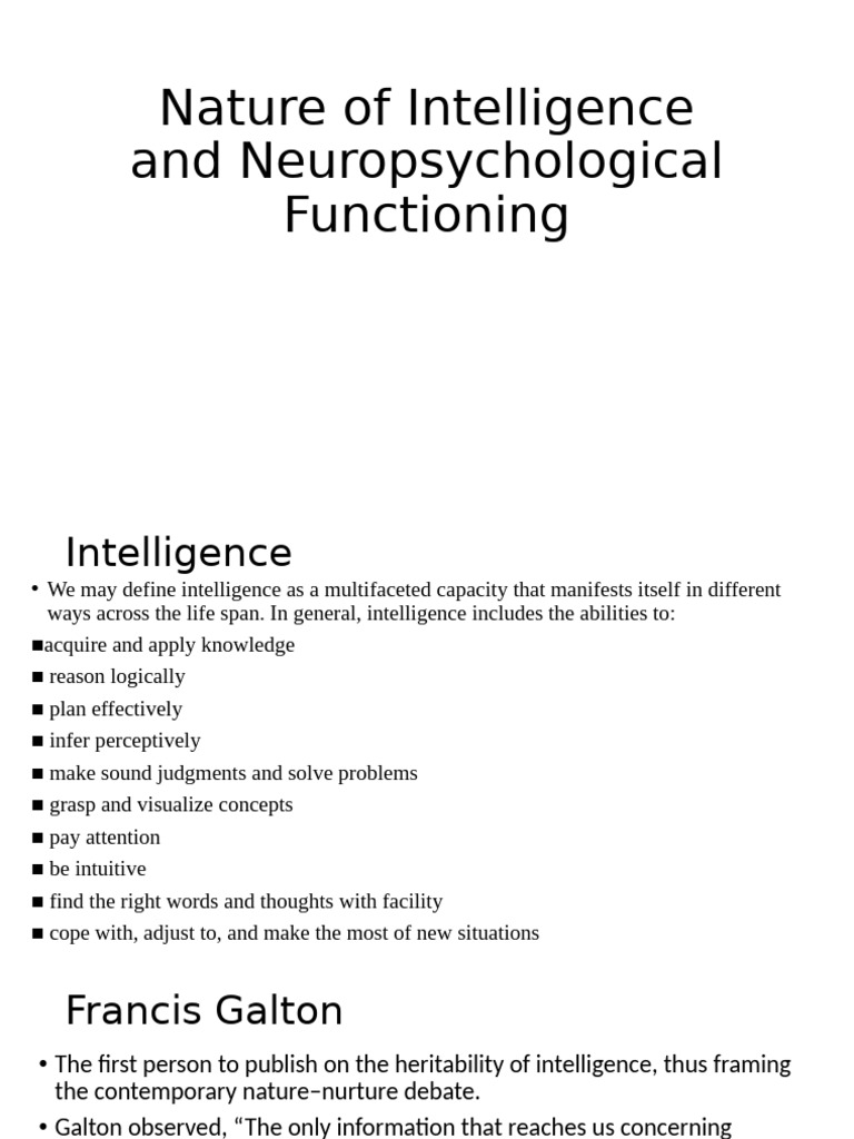 Nature of Intelligence and Neuropsychological Functioning | PDF ...