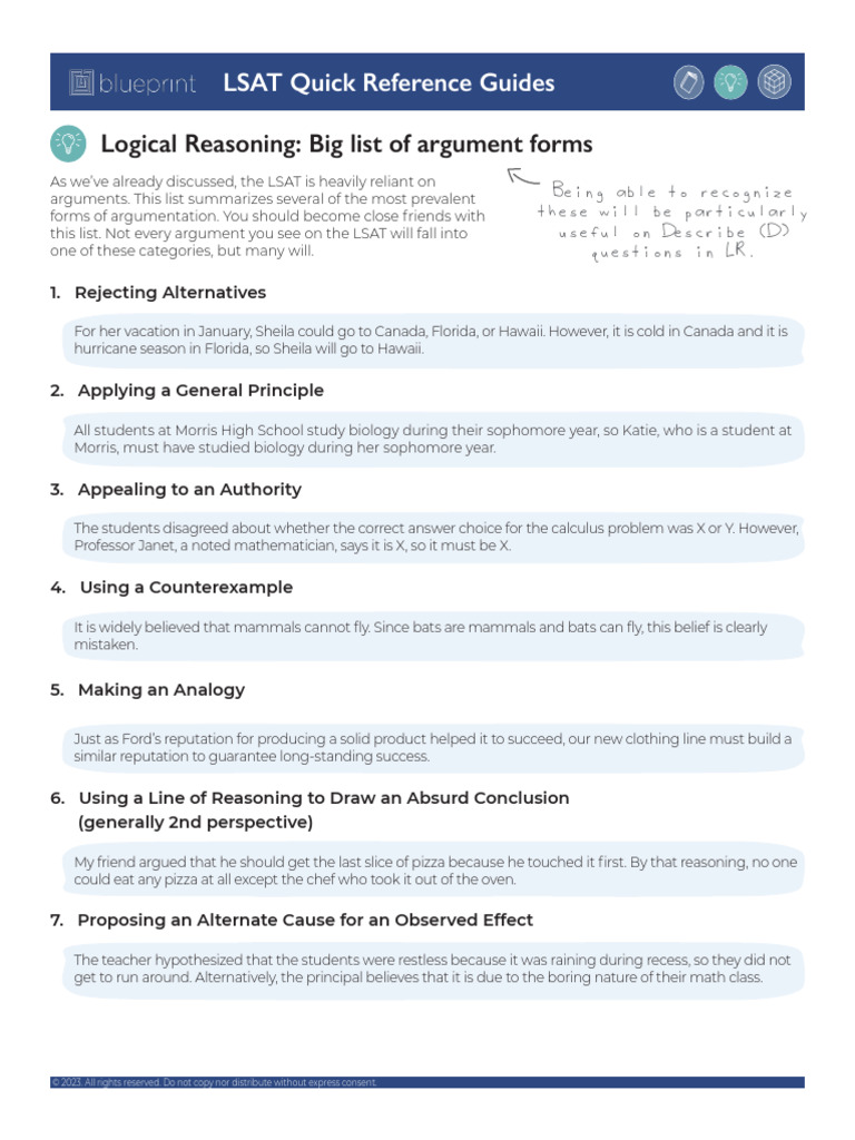 LSAT_Cheat-Sheets (1) | PDF | Argument | Reason