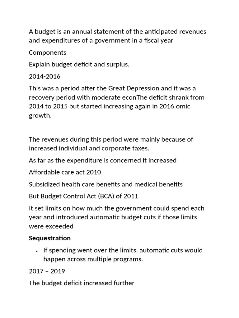 A Budget Is An Annual Statement of The Anticipated Revenues and ...