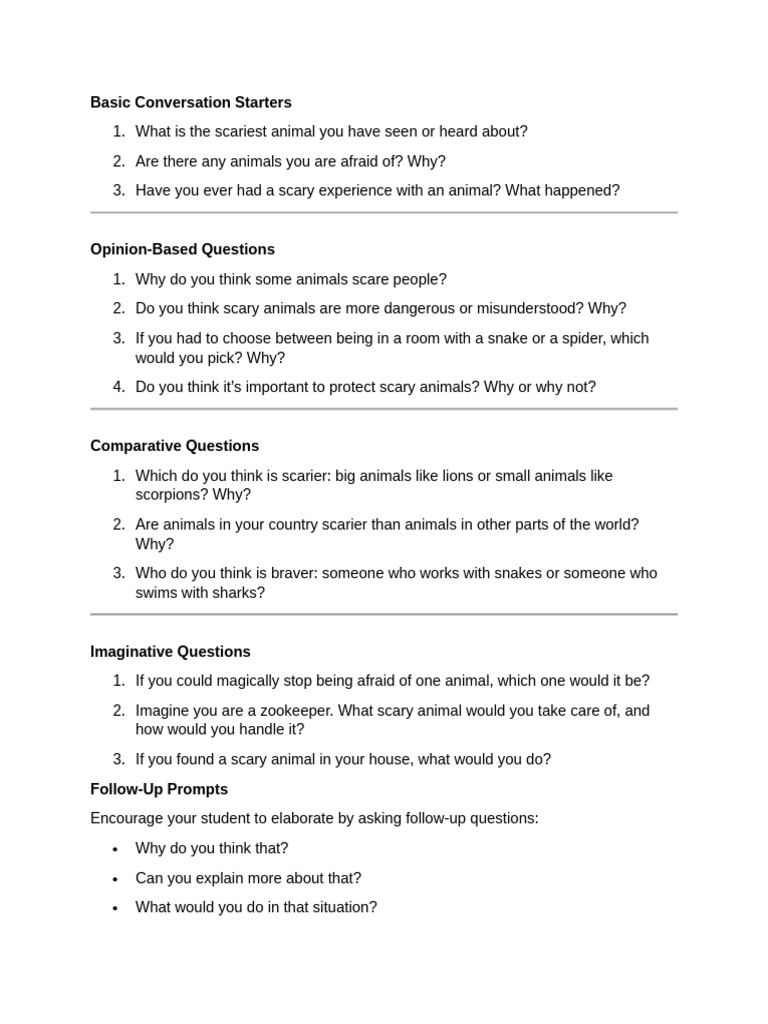 Basic Conversation Starters | PDF